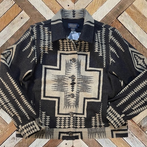 Pendleton | Jackets & Coats | Pendleton Womens Black Jacquard Harding ...